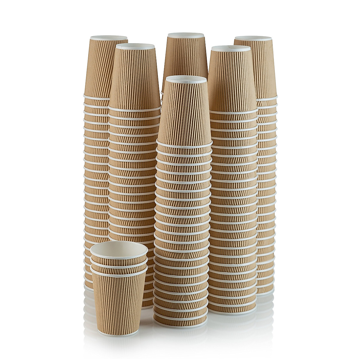 NYHI Set of 150 Ripple Insulated Kraft Paper Cups – Coffee/Tea Hot Cups | Recyclable |3-Layer Rippled Wall For Better Insulation | Perfect for Cappuccino, Hot Cocoa, or Iced Drinks (10 oz)