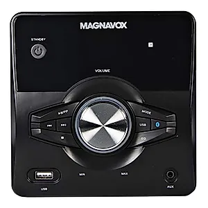 Magnavox MM442 3-Piece Top Loading CD Shelf System with Digital PLL FM Stereo Radio, Bluetooth Wireless Technology, and Remote Control in Black | Blue Lights | LED Display | AUX Port Compatible |