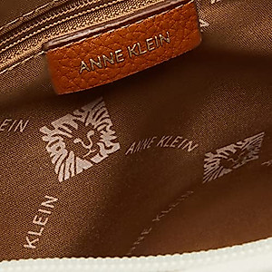 Anne Klein Pocket Tote with perf Ring Logo, Ginger Biscuit/Anne White/Ginger Biscuit