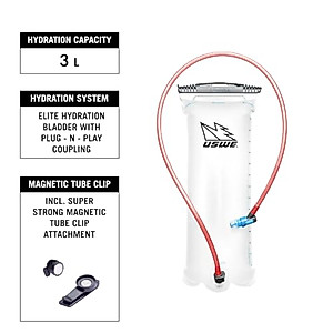 USWE Airborne - Hydration Pack with Hydration Bladder, Bounce Free Backpack for MTB, Cycling, Mountain Biking (9L, Black/Gray)