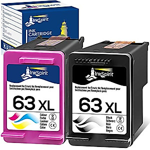 InkSpirit Remanufactured Ink Cartridge Replacement for HP 63XL 63 XL Combo Pack for OfficeJet 5200 5212 5255 3830 4652 4655 5258 4650 DeskJet 3630 2130 1112 Envy 4520 4512 Printers ( 1 Black 1 Color)