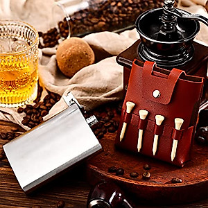 Golf Flask Gift Set 7 oz Stainless Steel Golf Flask with Leather Case Golf Accessories for Men and Women Includes Drinking Flasks Divot Tool Ball Marker and 4 Golfer Tees