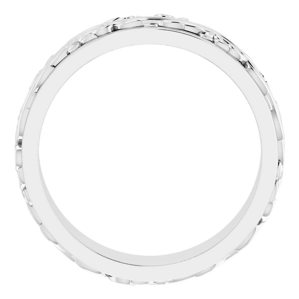 The Black Bow 7mm 14K White Gold Sculptural Standard Fit Band Size 7.5