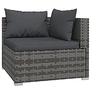 CIADAZ Wicker Patio Furniture 3 Piece with Cushions Gray Poly Rattan Outdoor Patio Furniture Front Porch Furniture Outdoor Patio Set Patio Furniture Sets
