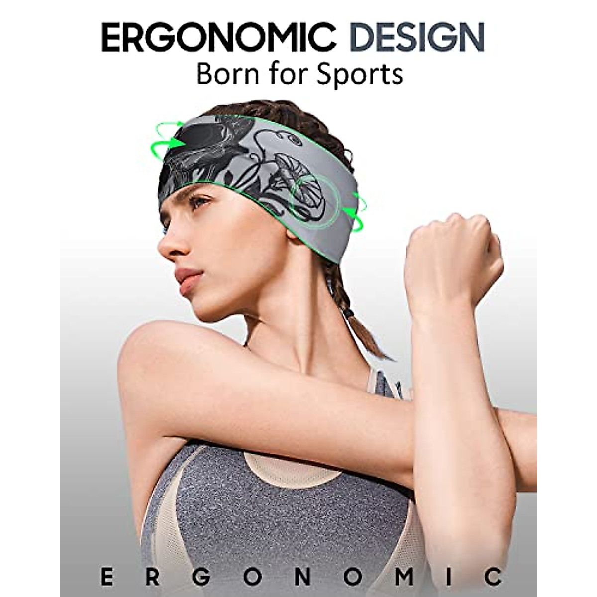 MUSICOZY Sleep Headphones Bluetooth Headband, Wireless Sleeping Headphones Music Sport Headbands, Long Time Play Sleeping Headsets Built-in Thin Speakers, Skulls Design for Sleeping Yogo