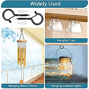 Mckanti 30 Pack Screw Hooks for Outdoor String Lights, Outdoor Hooks for Light Eye Hooks Screw in Cup Hooks Ceiling Hooks with Safety Buckles Q-Hanger Hooks for Plants Christmas Light