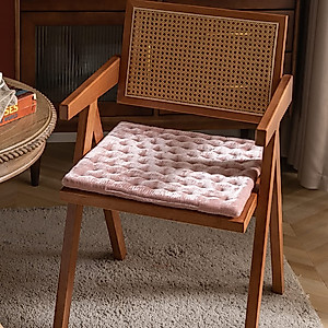 vctops Luxury Solid Color Chair Pad Velvet Soft Square Chair Cushion Tufted Indoor Seat Cushion Pillow Tatami (Pink,18"x18")