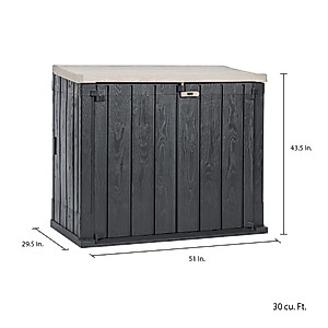 Toomax Stora Way All-Weather Outdoor Horizontal 6' x 3.5' Storage Shed Cabinet for Trash Can, Garden Tools, & Yard Equipment, Taupe Gray/Brown