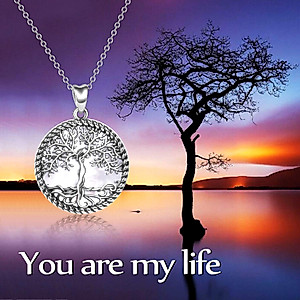 ONEFINITY Tree of Life Necklace Sterling Silver Mother of Pearl Tree of Life Pendant Jewelry for Women Men Gifts