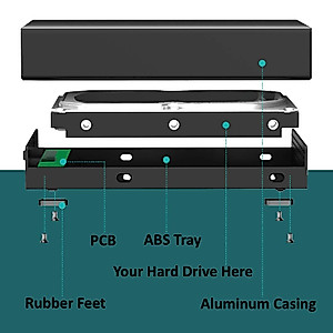 Vantec NST-371C31-BK NexStar Gx USB 3.1 Gen 2 Type-C 3.5" Sata HDD/SSD Enclosure, Comes with C to C and C to A Cable, Aluminum Casing, Black