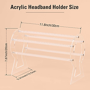Suneerplay Headband Holder, Clear Headband Organizer, Acrylic Hair Hoop Display Stand, Hairband Rack Holder, Headband Storage Holder for Women and Girls