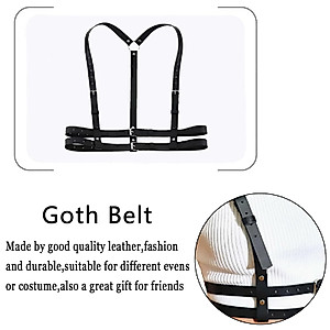 CHEARUBY Goth Belt Gothic Clothes for Women Punk Accessories Plus Size Elastic Belts PU Leather Fashion Adjustable Waist Body Chain Rave Halloween XXXL