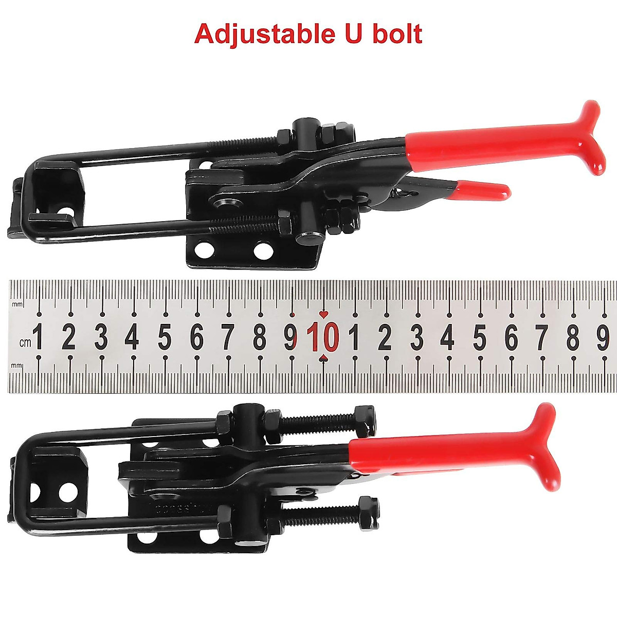 AConnet 4 Pack 700lbs Capacity Toggle Clamps GH- 431 Adjustable U Bolt Self-lock Toggle Latch Quick Release Toggle Clamp Latch with Locking Mechanism (Black)