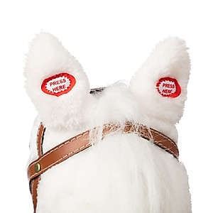 HollyHOME Stick Horse Plush Handcrafted Hobby Horse on a Stick with Wood Wheels Real Pony Neighing and Galloping Sounds for Kids Toddlers White 36 Inches(AA Batteries Required)