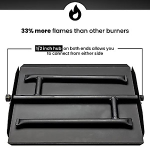 Dreffco 23" Powder Coated Steel Pan for Fire Pit or Fireplace NG - Triple Row Gas Burner Pan & Connection Kit- Specifically for 23" Fire Logs, Easy to Install + Bonus Bag of Glowing Embers