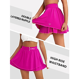 V FOR CITY Athletic Tennis Skirt for Women High Waist with Shorts Pockets Running Golf Skorts Skirts Hot Pink