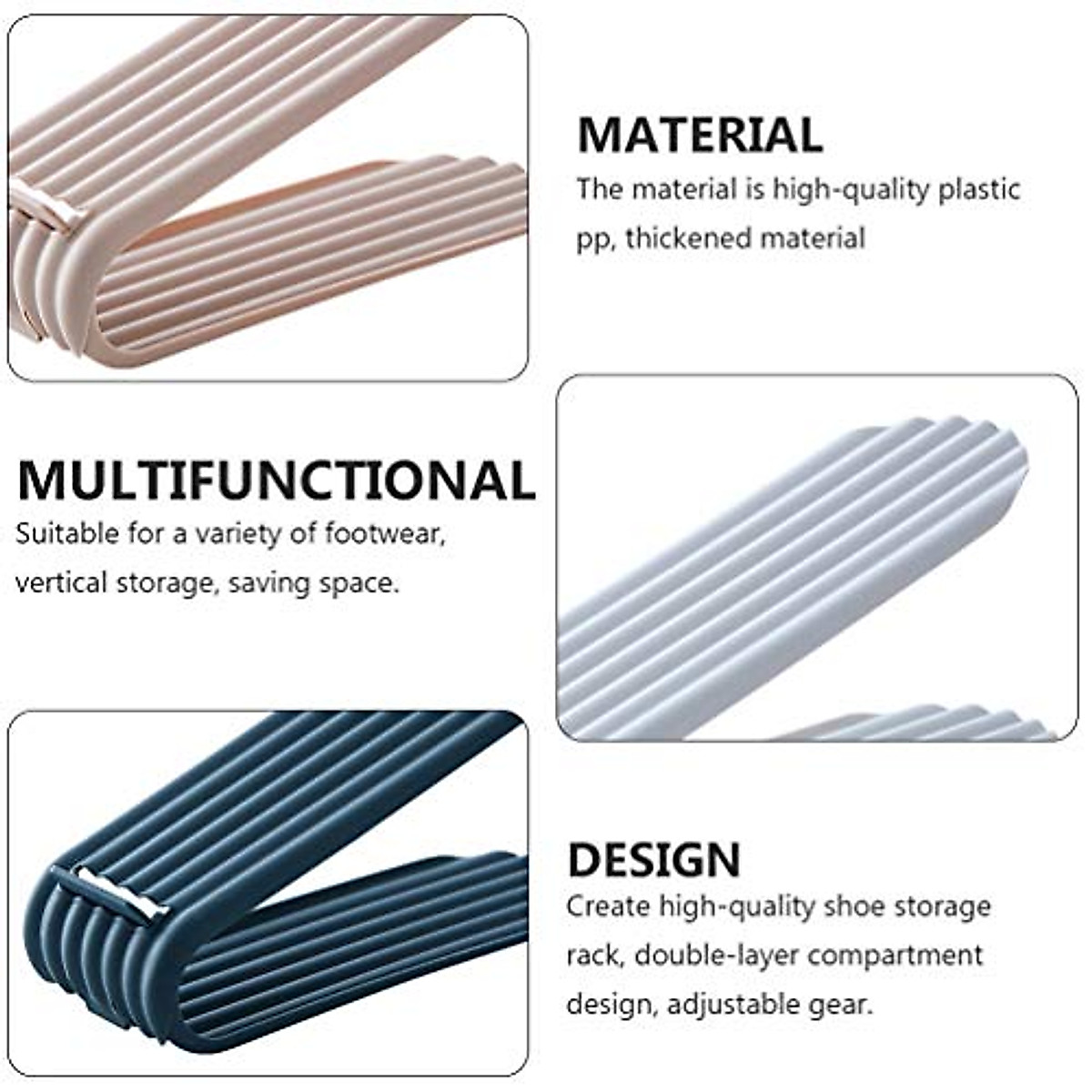 Cabilock Shoe Shelf Shoe Shelf Shoe Hanger 4pcs Shoe Slots Organizer Adjustable Shoe Stacker Space Saver Shoe Rack Holder for Closet Organization (Random Color) Shoe Holders Shoe Cabinet Shoe Cabinet