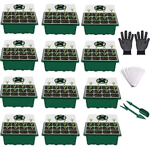 VDYXEW 12 Pack Seed Starter Tray, Humidity Adjustable Seed Starter Kit, Seed Starting Trays Mini Greenhouse Seed Trays for Germination Growing