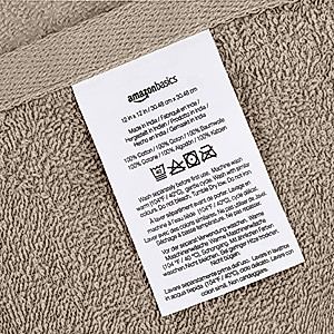 Amazon Basics Cosmetic Friendly Washcloths - 12-Pack, Cocoa Powder