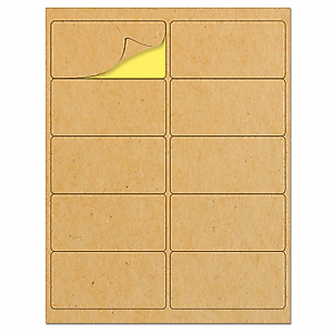 4" x 2" Kraft Labels Stickers, Letter Size with Print Templates - 150 Sheets, Pack of 1500