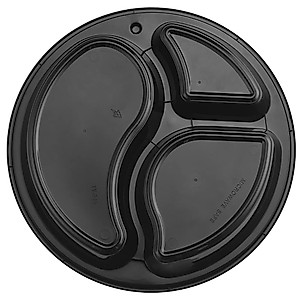 TIYA Takeout Food Containers - 45 oz Bulk 150 Pack with Lids - Round 3-Compartment To-Go Containers - Reusable, Microwavable, Dishwasher Safe - Leak-Proof, Great for Meal Prep - BPA-Free