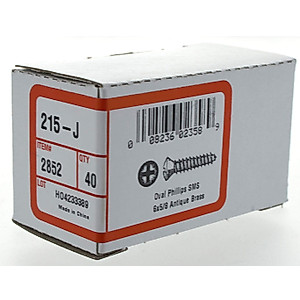 Hillman 2852 6 x 5/8-Inch Oval Head Antique Brass Decorative Sheet Metal Screw, 40-Pack