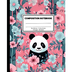 Cute Giant Panda Composition Notebook, College-ruled paper, 120 pages (60 sheets), 7.5" x 9.25"