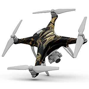 Design Skinz Design Skinz Black & Gold Marble Swirl V7 Full-Body Wrap Decal Skin-Kit Compatible with The Drone DJI Phantom 4 Pro