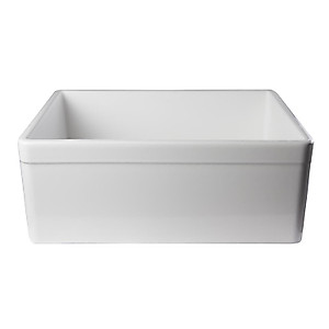ALFI brand AB506-W 26-Inch Decorative Lip Single Bowl Fireclay Farmhouse Kitchen Sink, White