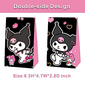 Tuklye 12 Pcs Kuromi Party Favor Gift Bags for Kuromi and My Melody Birthday Party Decorations and Supplies