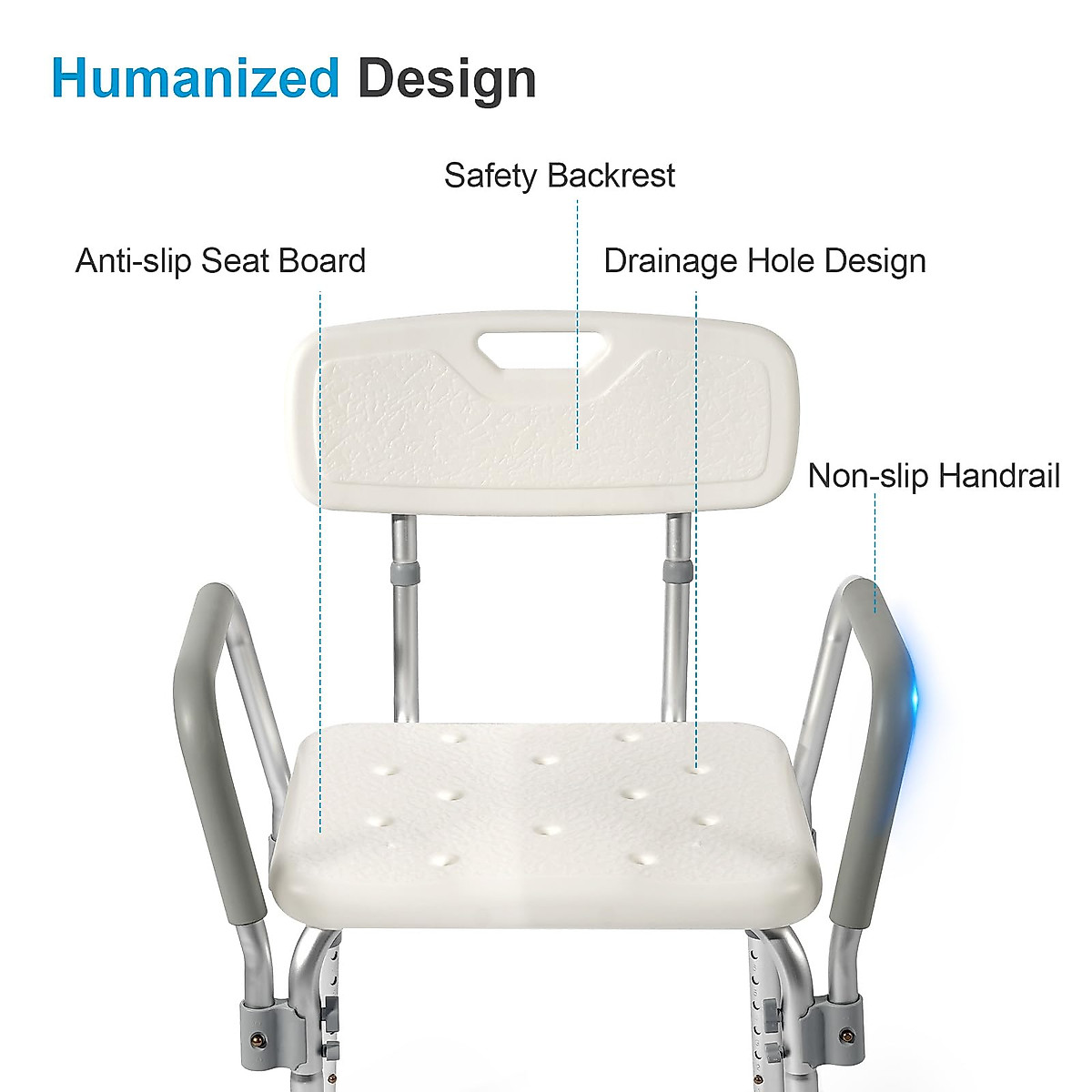 SIEPUNK Shower Chair for Inside Shower, 4 in 1 Shower Bath Chair for Elderly and Disabled, 300 Lbs Heavy Duty Shower Chair for Bathtub Accessories Bench Seat with Arms and Back