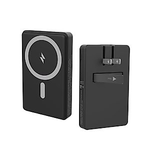 ADPROTECH Wireless Power Bank 5000mAh Magnetic Portable Charger MagSafe Battery with Wall Plug PD Fast Charging iPhone 15/14/13/12/Pro/Pro Max Black