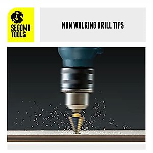 Segomo Tools 5 Piece SAE Multiple Hole 50 Sizes HSS Step Drill Bit Set with Aluminum Case | Stepped Drill Bit | Cone Drill Bit | Step Bit Set | Multiple Hole Drill Bit | Drill Step Bit - SDS5SAE