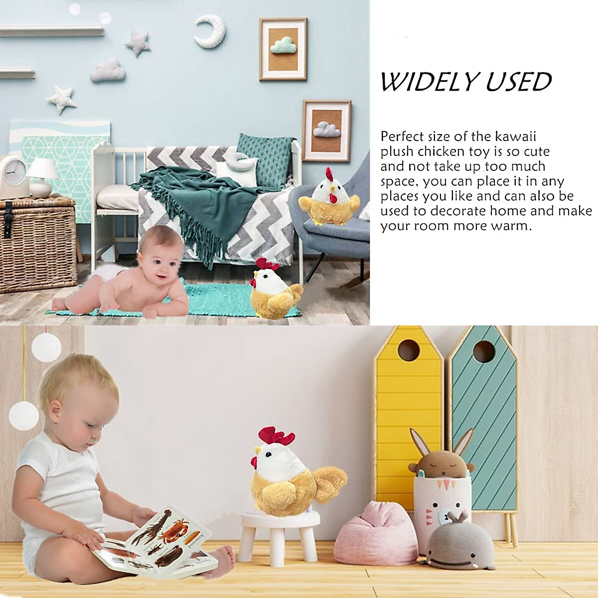 AUCOOMA Chicken Stuffed Animal Plush, Cute Stuffed Chicken Plushie Toy Gifts for Kids 9"