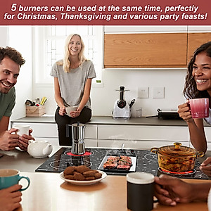 Karinear Electric Cooktop 30 Inch, Built-in Electric Stove Top 5 Burners Ceramic Cooktop with Marble Pattern, 8400W, 220-240V Hard Wire No Outlet Plug, Glass Cooktop