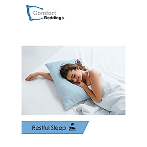 Comfort Beddings King Pillow Cases Set of 4 Light Blue 100% Organic Cotton 600 Thread Count Premium Light Blue Cotton Pillowcases, King Pillowcase Pillow Covers, 20 x 40 inch