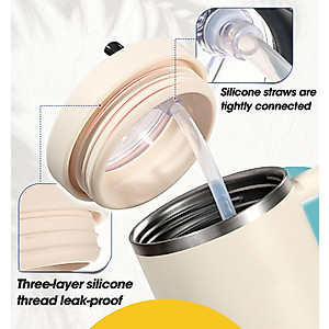 40 Oz Tumbler Flip Straw Lid for Stanley Quencher, Silicone Leak Proof Replacement Cover Reusable, Splash Resistant Cup Lids Accessories with Cleaning Brush Set