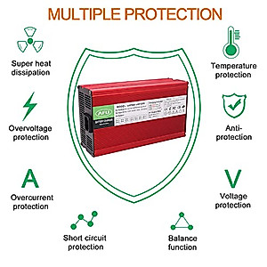 58.4V 15A Charger 58.4V LiFePO4 Battery Charger 50A Anderson Connector for 16S 48V LiFePO4 Battery Pack Smart Charger Full Charge Auto-Stop