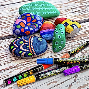 Desire Deluxe Acrylic Paint Pens for Rock Painting, Stone, Ceramic, Glass, Wood, Canvas – Set of 12 Non Toxic Water Based Markers - Great Artists Painting Supplies
