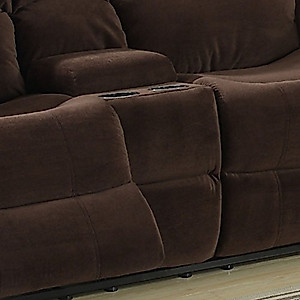 AC Pacific Tracey Collection Contemporary 3-Piece Tufted Living Room Set with Sectional, Queen Sofa Bed, and Reclining Loveseat with Storage Console and Cup Holders, Chocolate