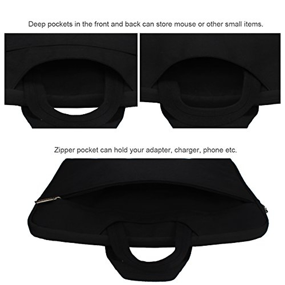 ARVOK 13 13.3 14 Inch Water-resistant Canvas Fabric Laptop Sleeve With Handle&Zipper Pocket/Notebook Computer Case/Ultrabook Briefcase Carrying Bag for HP/Dell/Lenovo/Asus/Acer/Samsung, Black