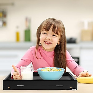 Greenual Bed Tray Table Breakfast Food Tray with Folding Legs Serving Tray for Laptop Desk, Bed, Sofa, Platters, TV, Snack, Eating Tray(Black, Medium)