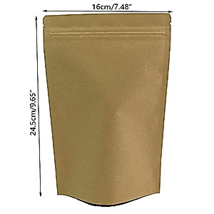 250g 8oz Kraft Stand Up Pouches,Zip Lock Stand Up Bags,Kraft Paper Stand up Zipper Pouches Coffee Bags Coffee Pouches with Valve Reusable (Pack of25)