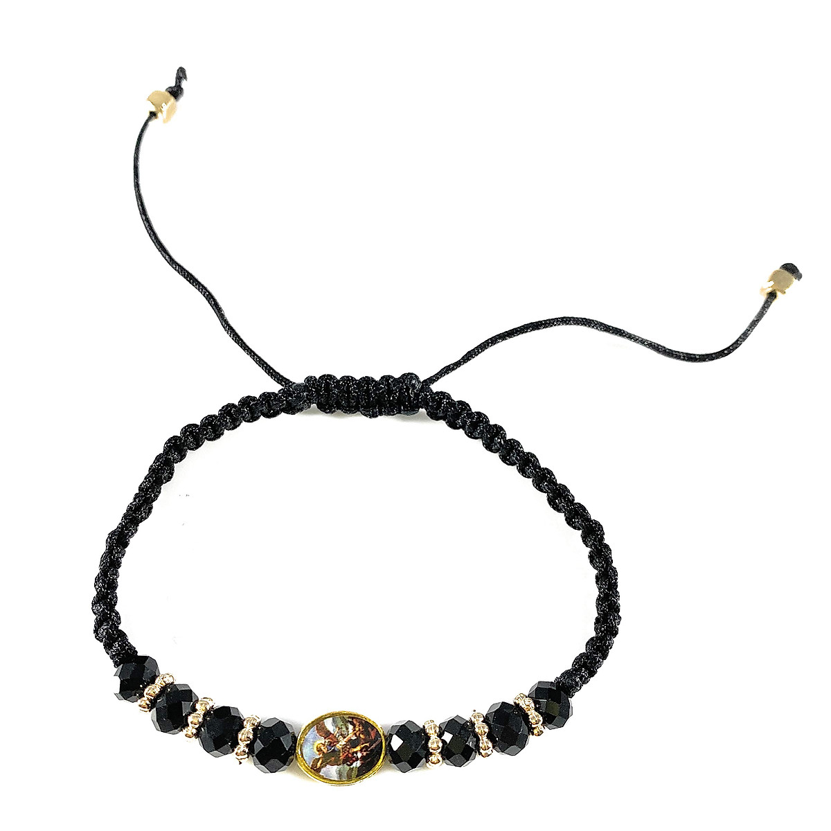 Saint Michael The Archangel Red with Gold Tone Adjustable Bracelet Pulsera Roja Ajustable De San Miguel Arcangel Con Tono Dorado (SM4)