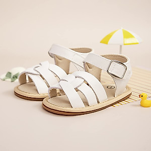 Sawimlgy Baby Girls Boys Sandals Summer Shoe Rubber Sole PU Leather Mesh Infant Toddler First Walkers Princess Dress Outdoor Shoes