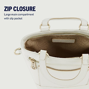 True Religion Women's Shoulder Bag Purse, Adjustable Crossbody Handbag with Horseshoe Logo Zipper, White