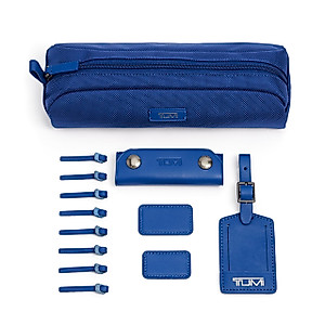 TUMI - Accents Kit - Includes 2 Leather Monogram Patches, 1 Leather Luggage Handle Wrap, 1 Luggage Tag & 8 Leather Zipper Pulls - Atlantic