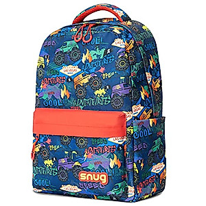 Snug Kids Backpack for School, Sports and Travel Perfect for Ages 4+ (Monster Trucks)