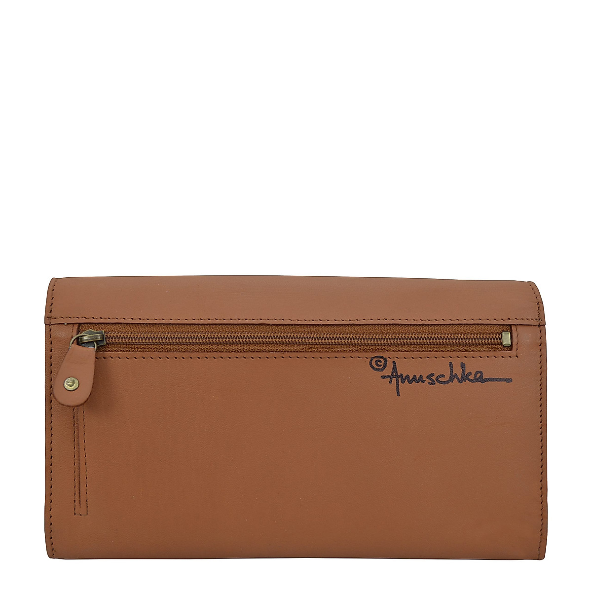 Anuschka Hand-Painted Women’s Genuine Leather Two Fold RFID Wallet - Enchanted Garden