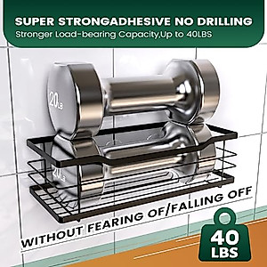 BTSD-home Shower Caddy Bathroom Organizer 5 Pack Rustproof Shower Rack Adhesive Shower Shelves with 4 Hooks, 2 Soap Holder, 1 Toothbrush Holder, Stainless Steel for Home Decor Bathroom Accessories